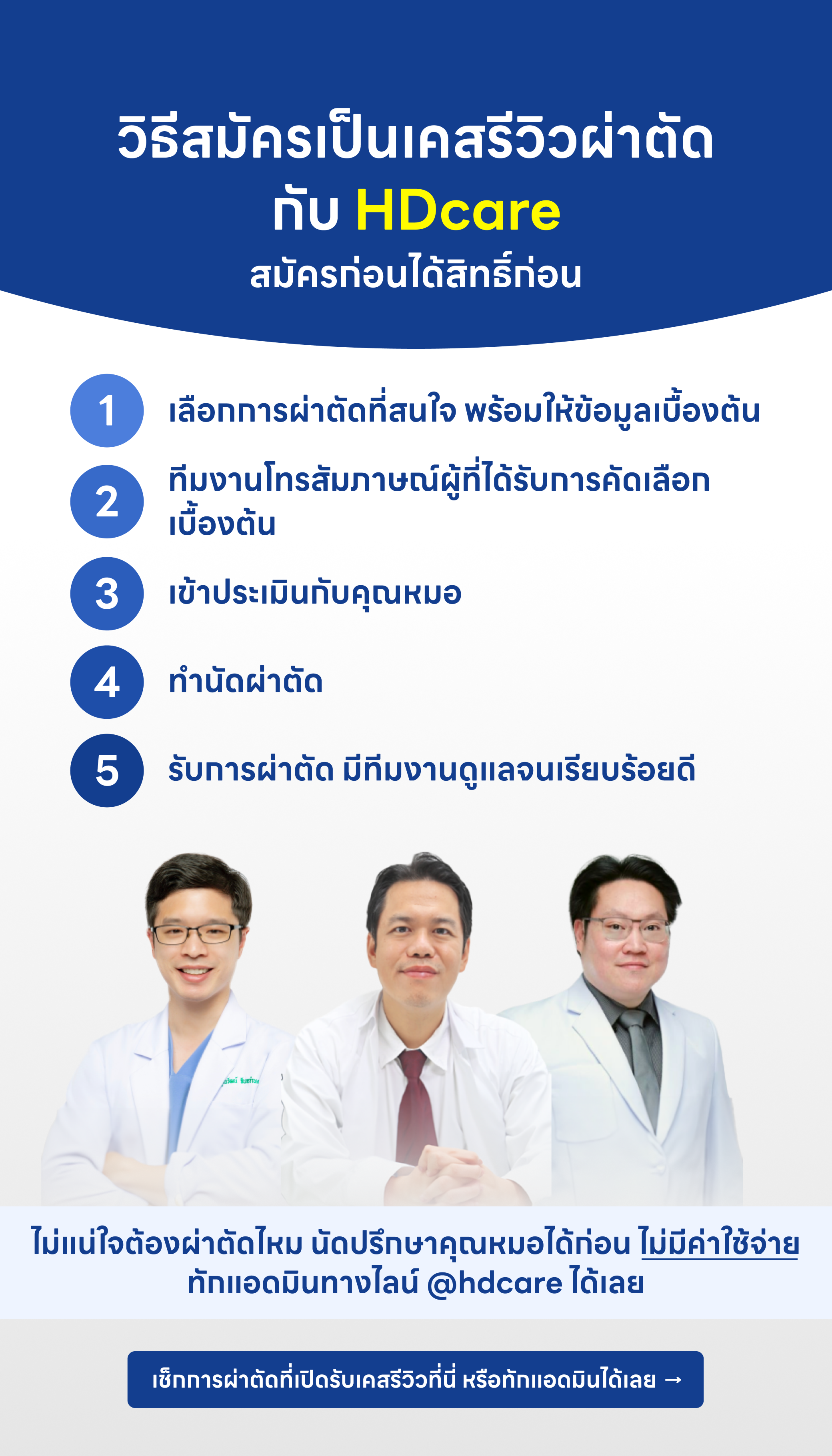 รับสมัครเคสรีวิวผ่าตัดรักษากับ HDcare - HDmall Blog
